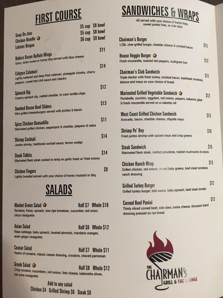 Menu at Chairman's Grill pub & bar, Edison
