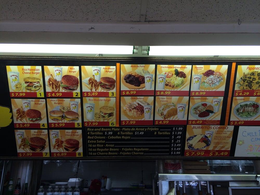 Menu at El Pollo Rico restaurant, Ogden