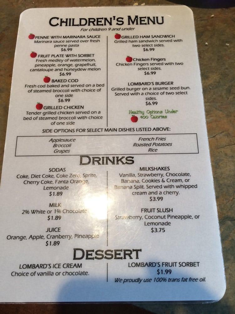 Menu at Lombard’s Seafood Grille, Orlando