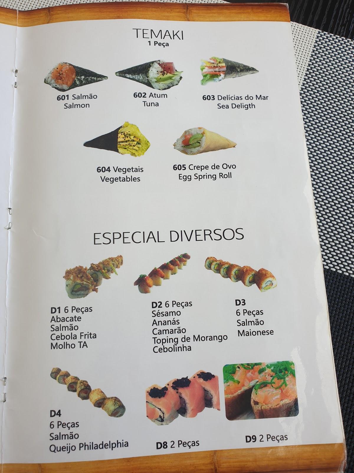 Menu em Restaurante Japonês - Restaurante Tokushima, Leiria