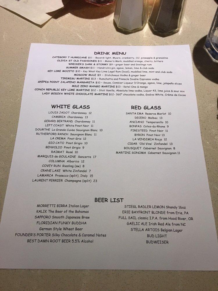 Menu at Seven Fish restaurant, Key West