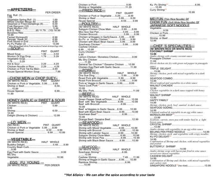 Menu at Beijing Palace Restaurant, Delray Beach, Jog Rd # C1