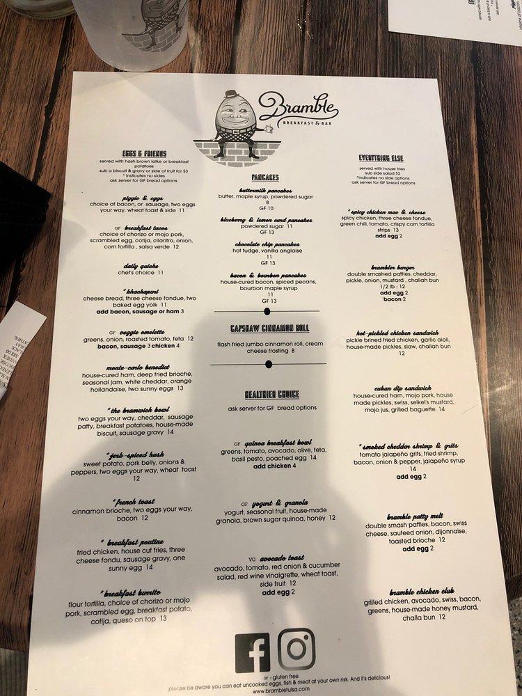 Menu at Bramble Breakfast & Bar Broken Arrow, Broken Arrow