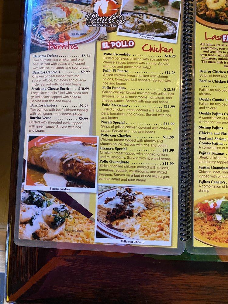 Menu at Canelo's Mexican Grill and Bar, Clinton