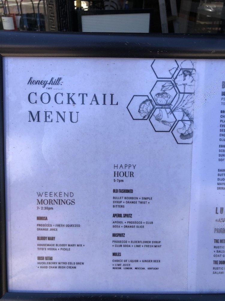 Menu at Honey Hill Cafe, Denver