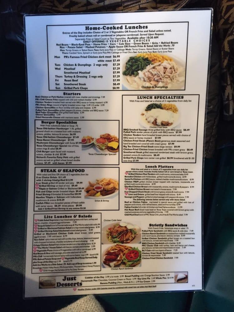 Menu at Poor Richard's Cafe, Plano