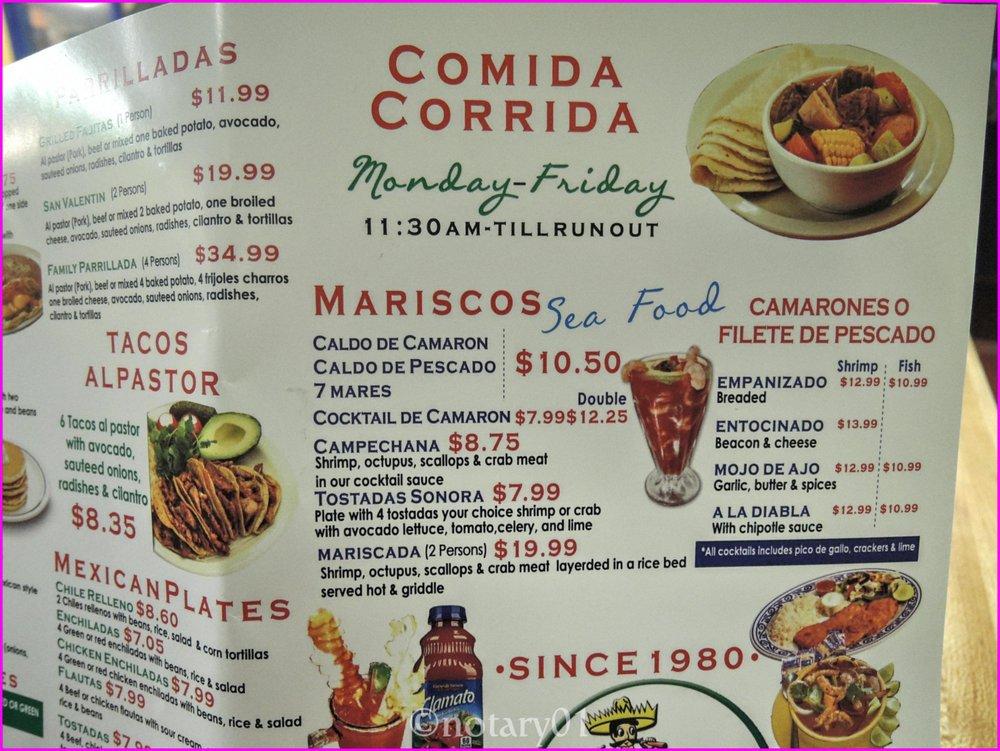 Menu at Santa Cecilia Restaurant, El Paso, El Paso Dr