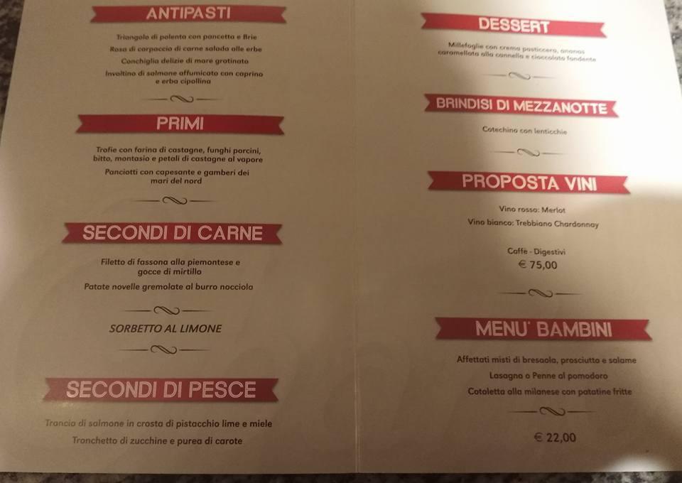 Menu at Chariot restaurant, Malnate
