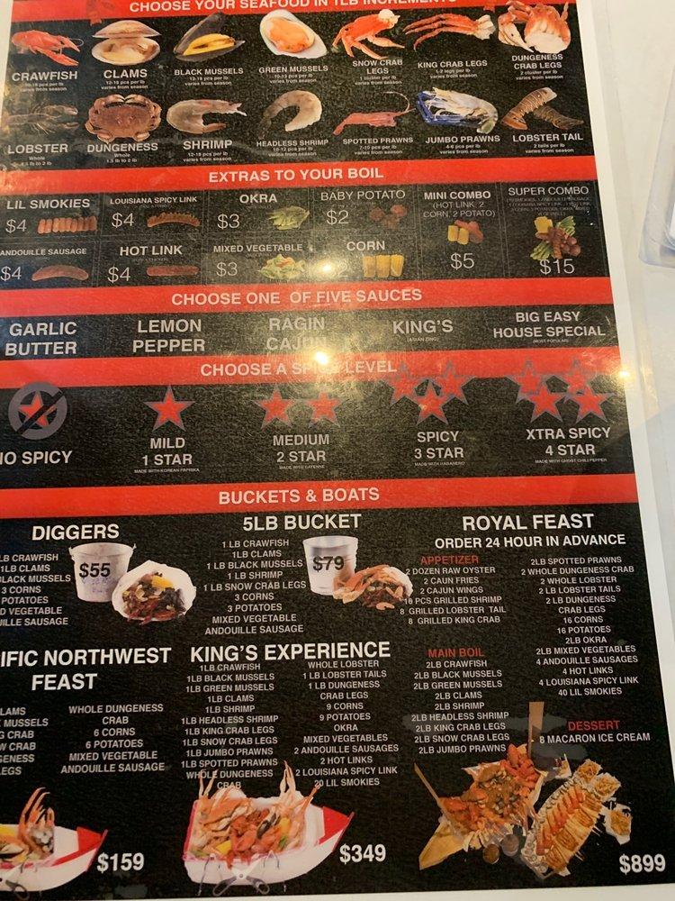 Menu at Crawfish King pub & bar, Seattle