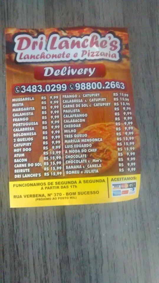 Menu at Dri Lanches pub & bar, Fortaleza