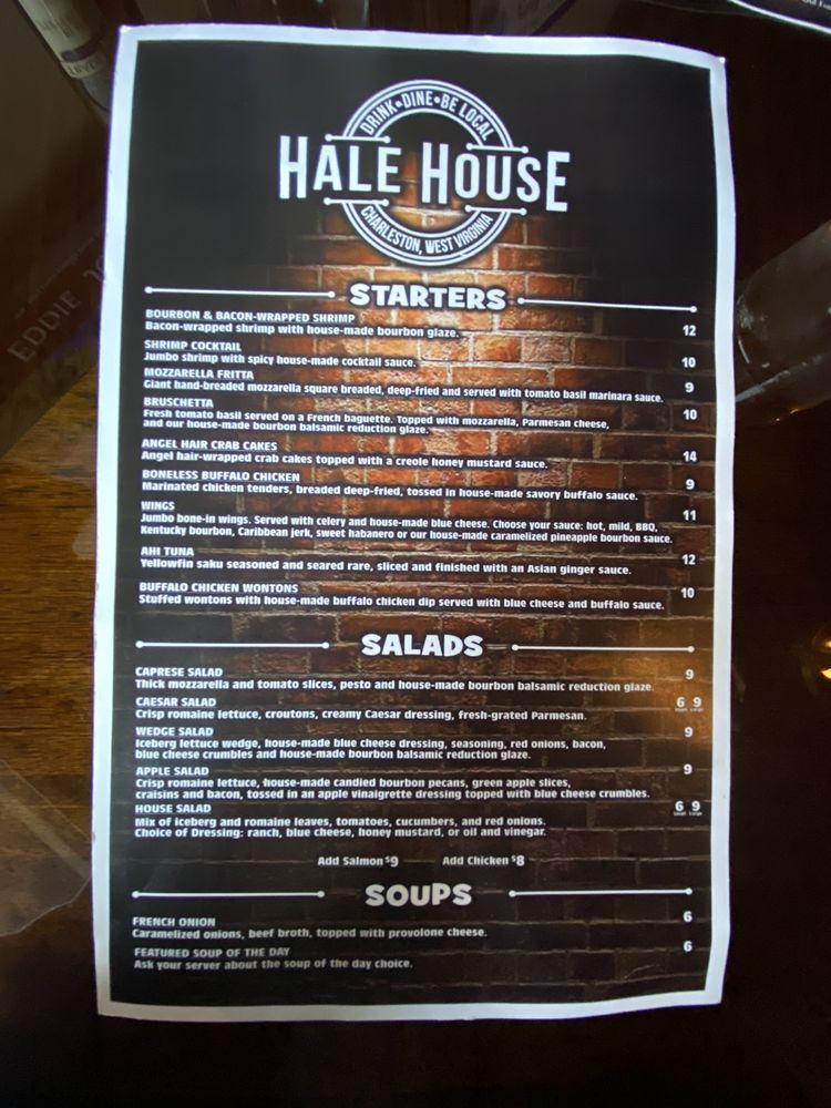 Menu at Hale House restaurant, Charleston