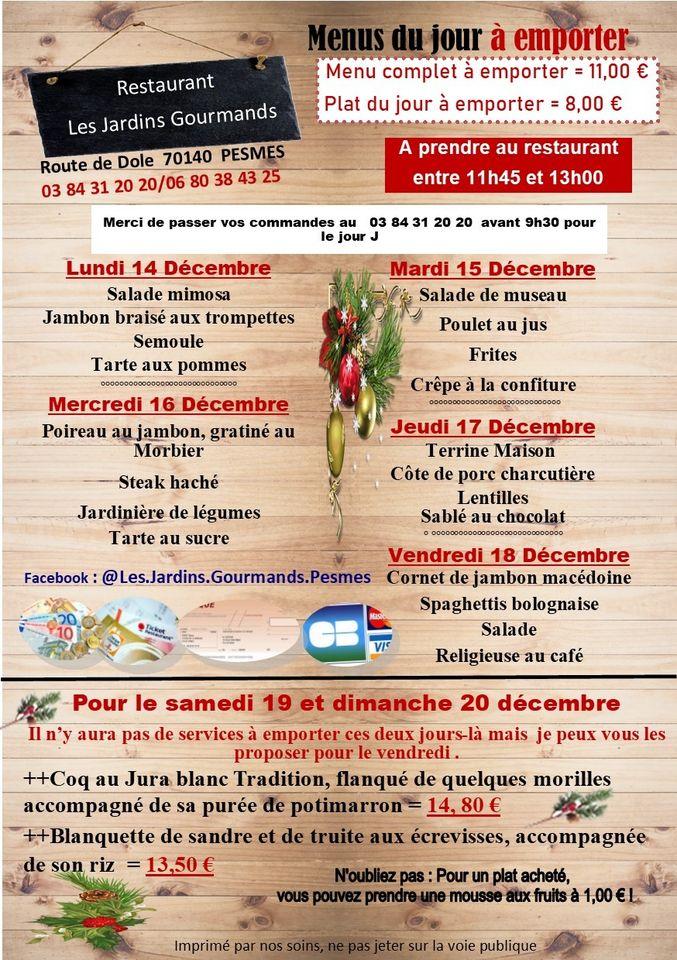Menu au Les Jardins Gourmands restaurant, Pesmes
