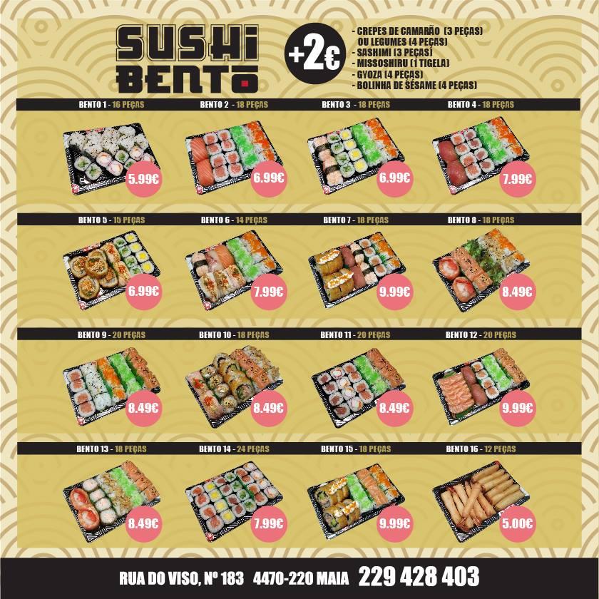 Menu em Sushi Bento restaurante, Maia