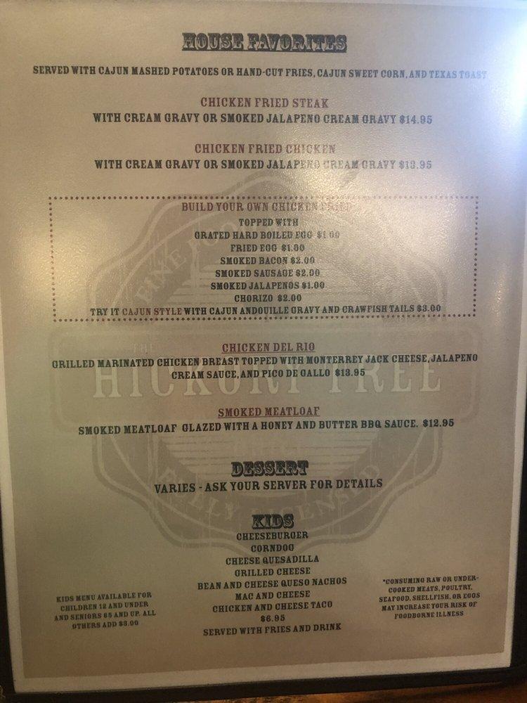 Menu at The Hickory Tree Grill BBQ, Joshua, 101 N Main St ste a