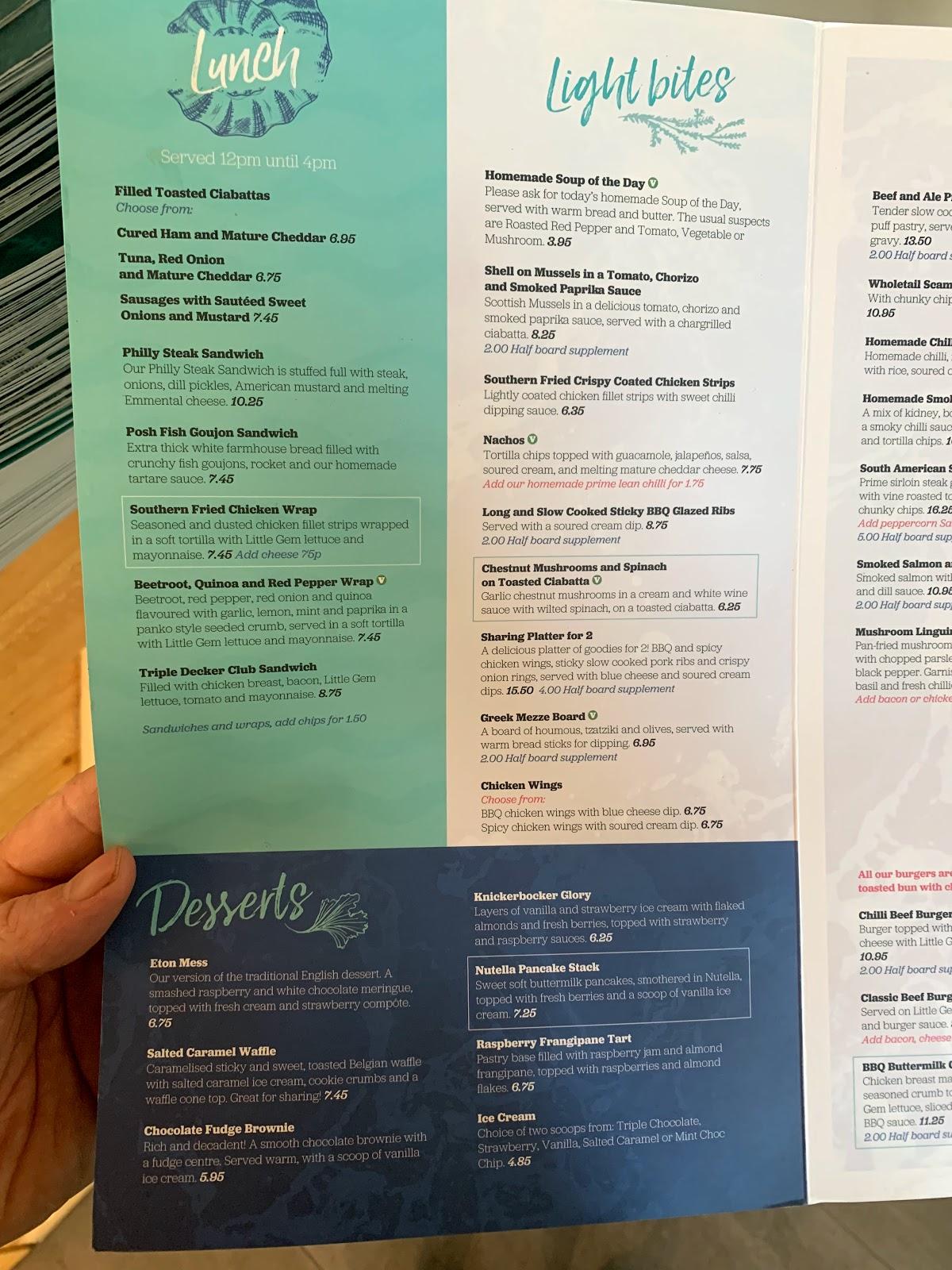 Menu at The Nab Bar, Bembridge