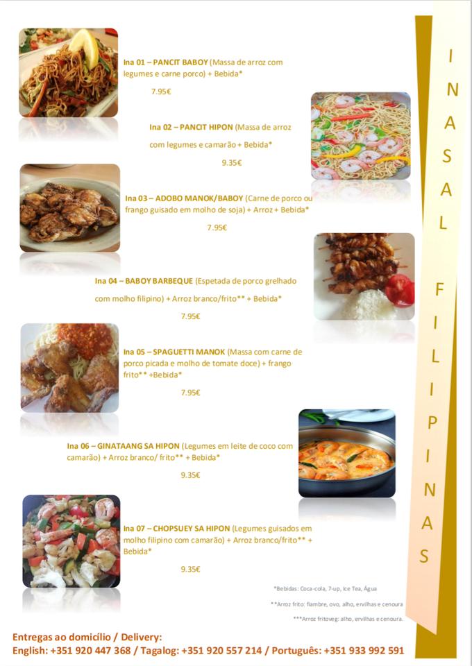 Menu em Inasal Filipinas restaurante, Lisboa