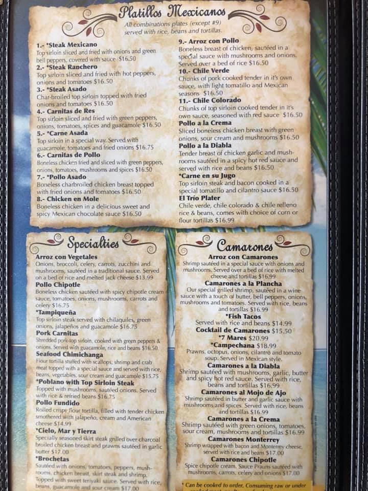 Menu at San Blas Mexican Restaurant, West Linn