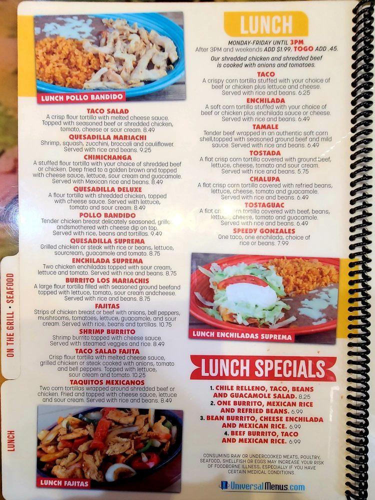 Menu at Los Mariachis Mexican Restaurant, Groveport, 296 Main St A # A