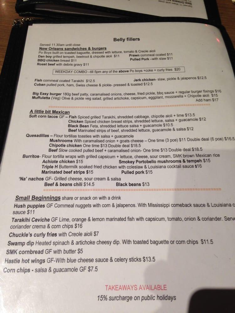 Menu at Sweet Mother's Kitchen cafe, Wellington