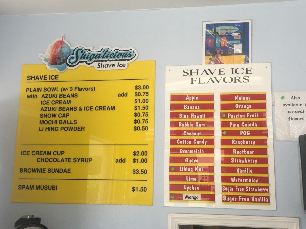 Menu at Aloha Cones Kinau restaurant, Honolulu, 725 Kinau St