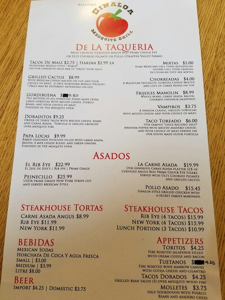 Menu at Asadero Prime steakhouse, Kent, 310 Washington Ave N