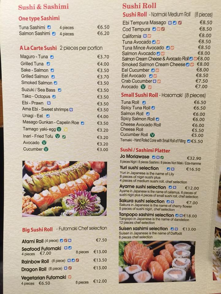 Menu at Atami restaurant, Dundalk, 19 Park St
