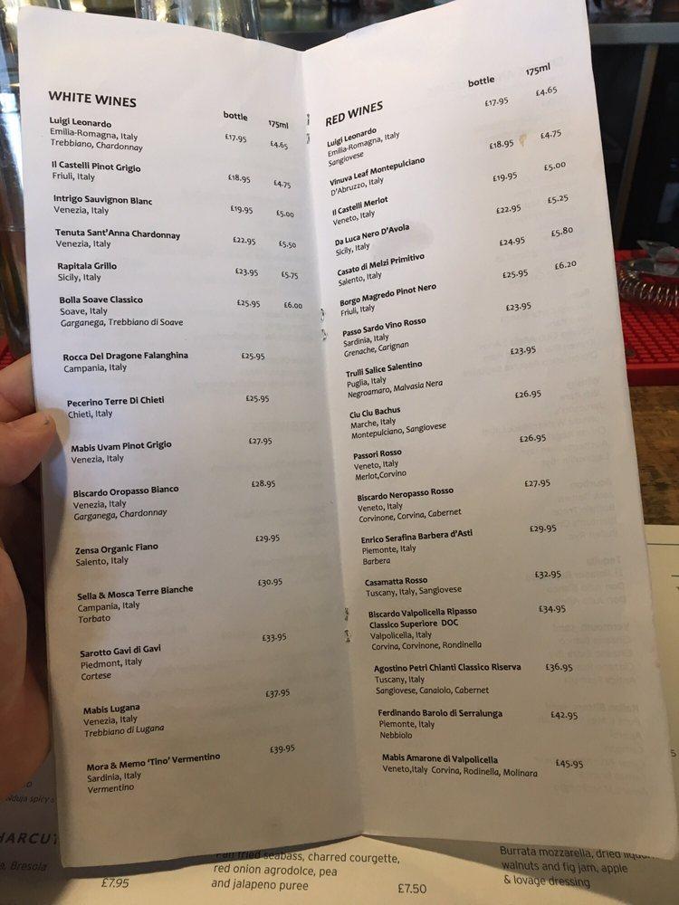 Menu at Bacaro pub & bar, Liverpool