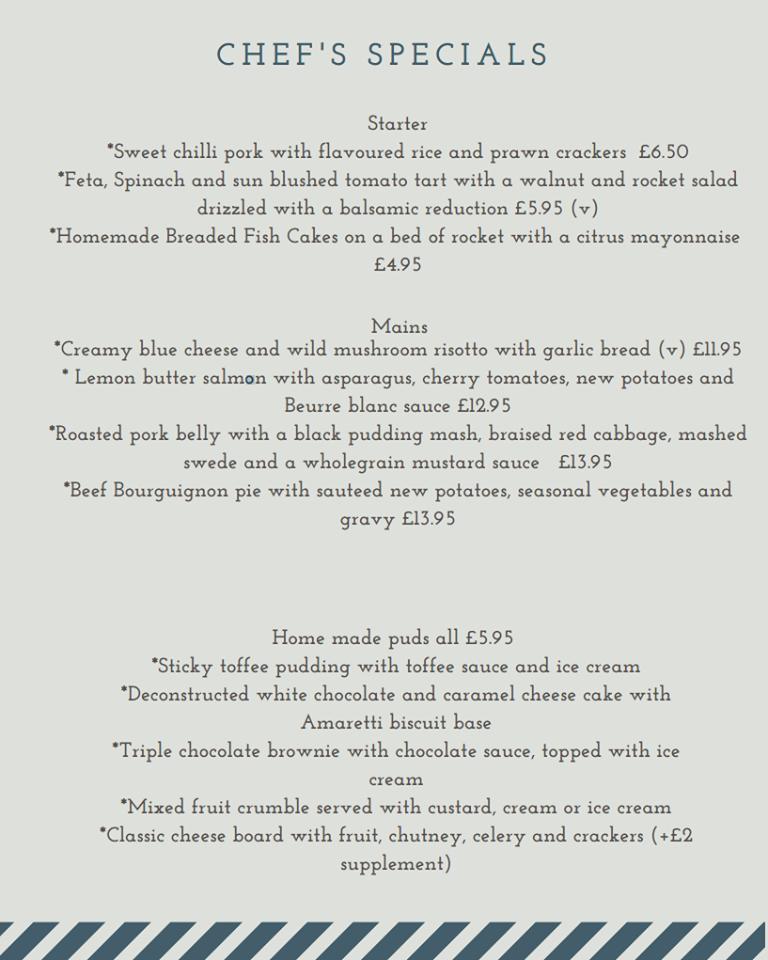 Menu at The Barge Inn, Bradford-on-Avon