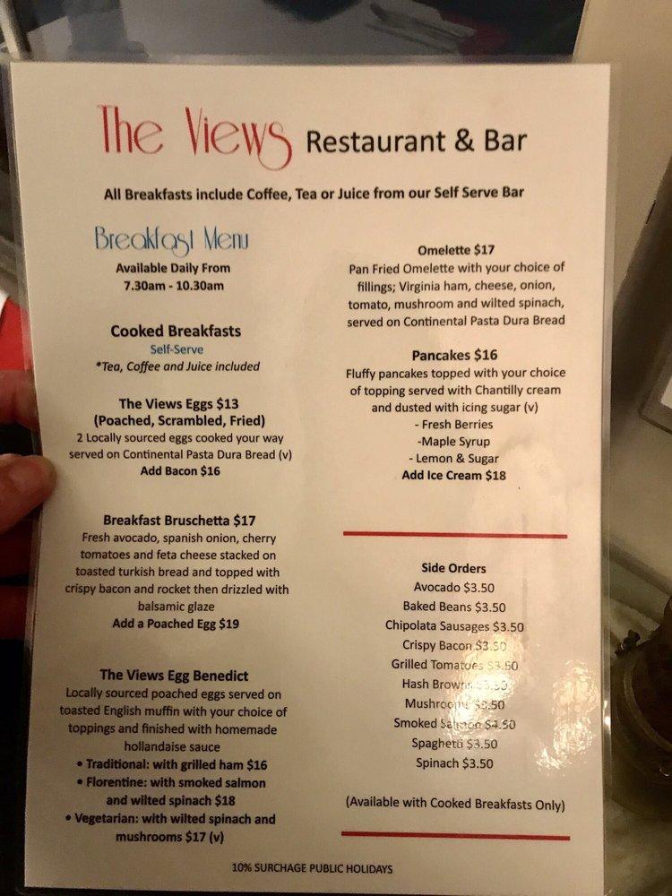 Menu at The Views restaurant, Halls Gap