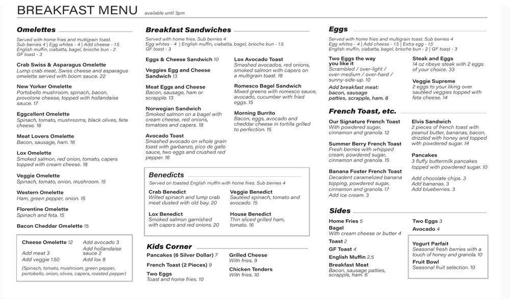 Menu at Eggcellent restaurant, Lewes