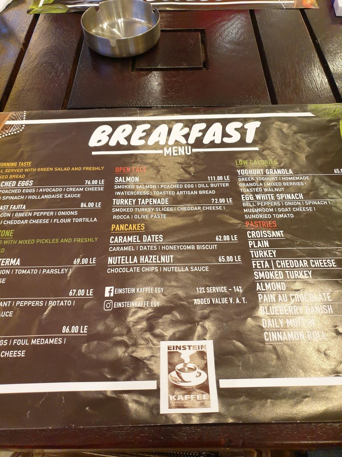 Carta del café Einstein Kaffee 2, New Cairo City, 38FW+8PF