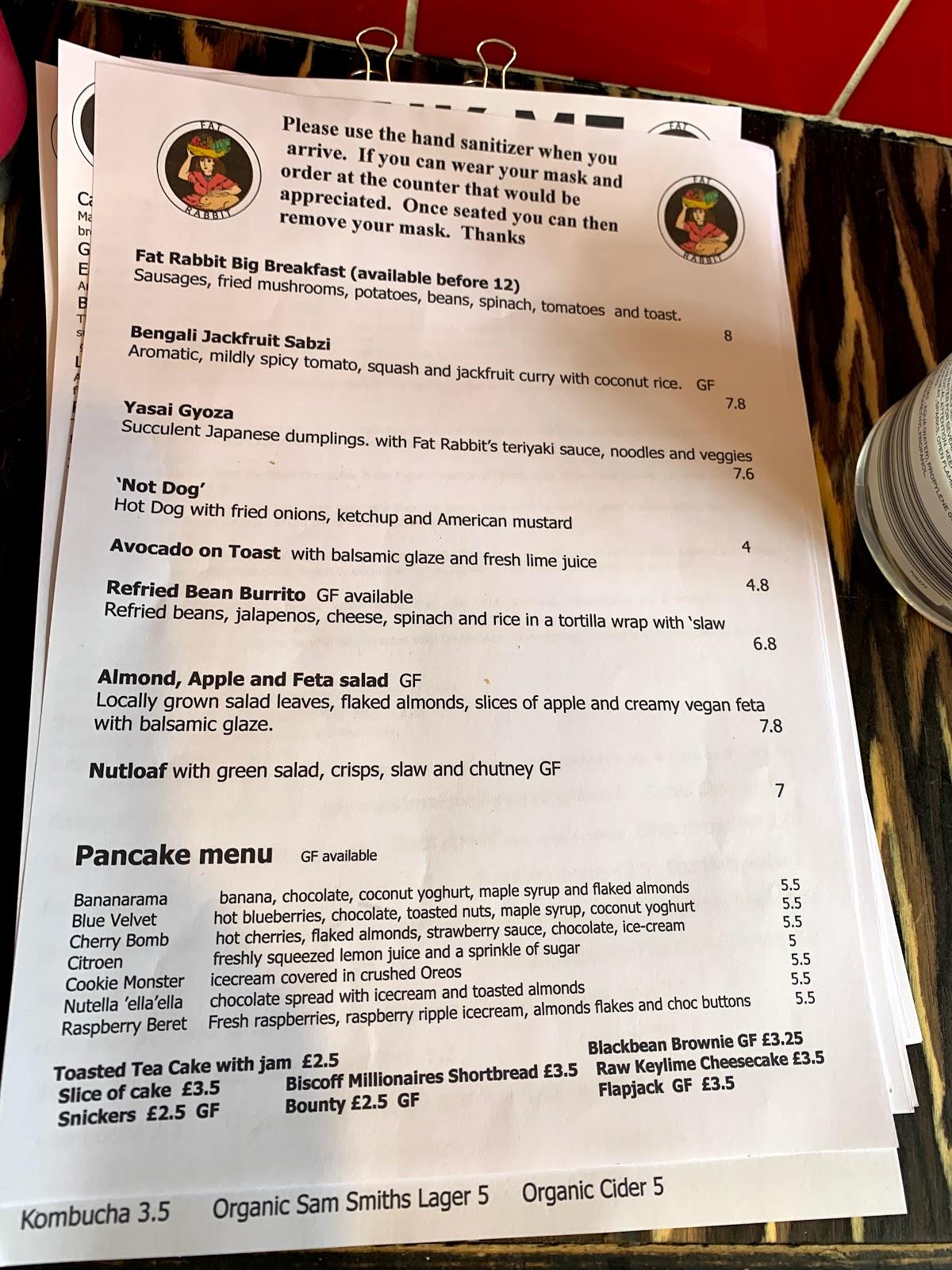 Menu at Fat Rabbit restaurant, Oswestry