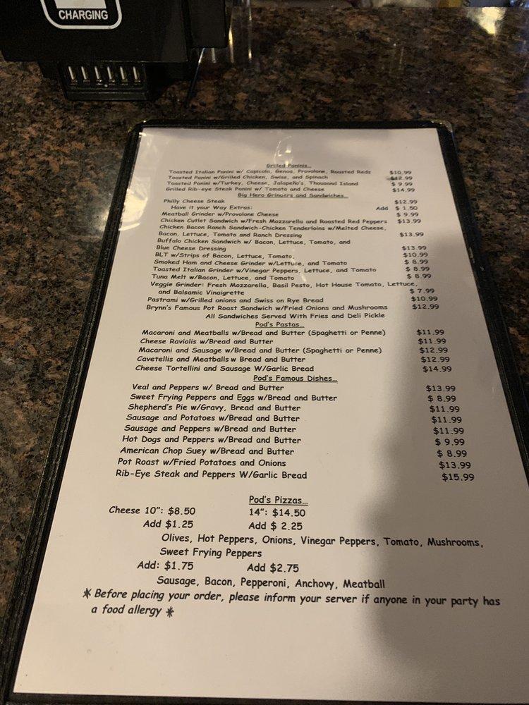 Menu at Hilltop Café pizzeria, Westerly, 23 Canal St