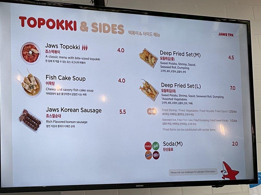 Menu at JAWS TPK at The Source OC Mall restaurant, Buena Park