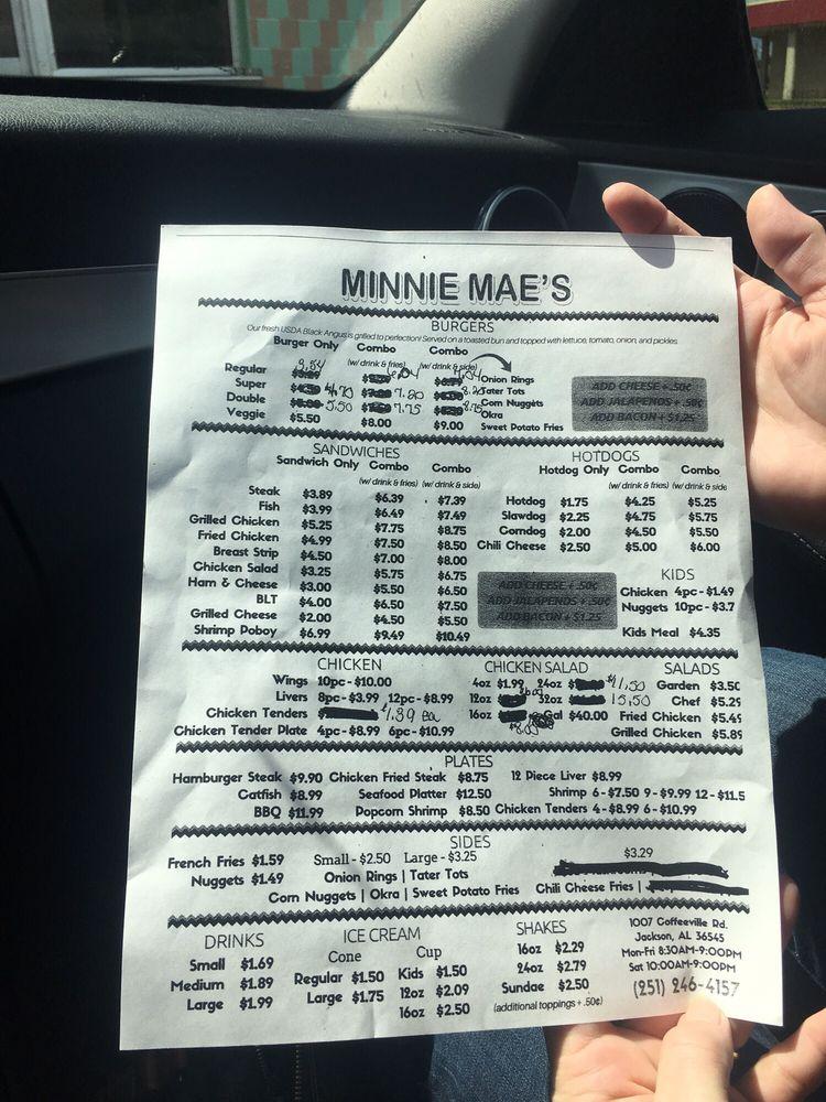 Carta de comida rápida Minnie Mae's, Jackson