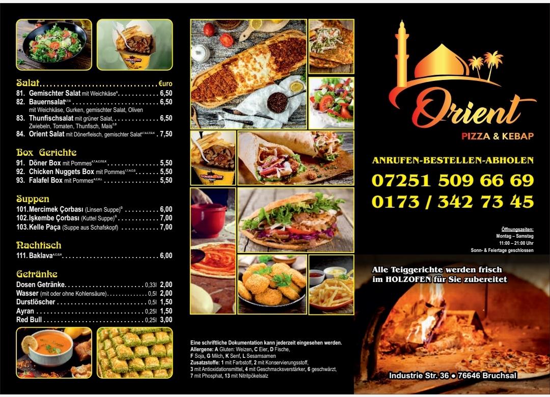 Menu at Orient Kebab restaurant, Bruchsal