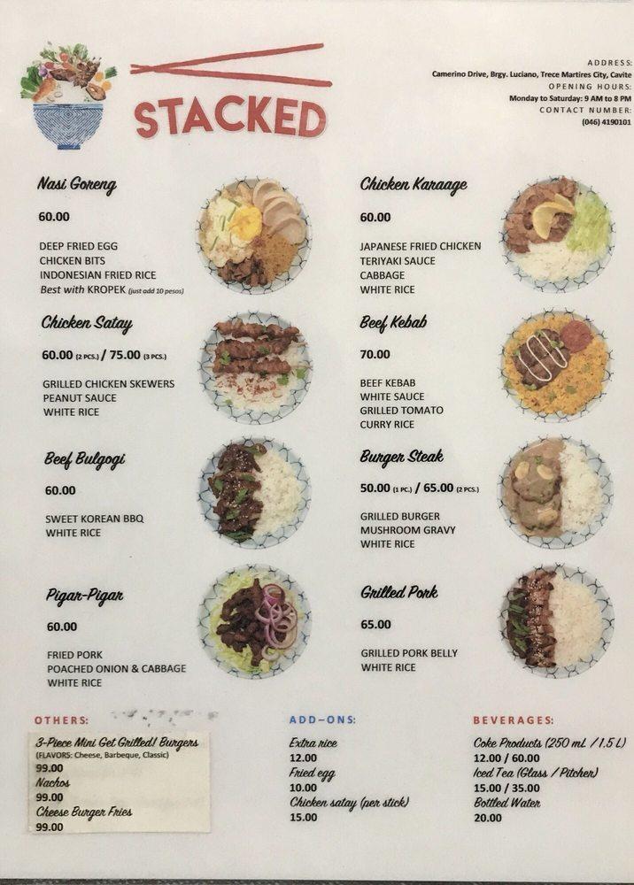 Menu at Stacked!, Trece Martires