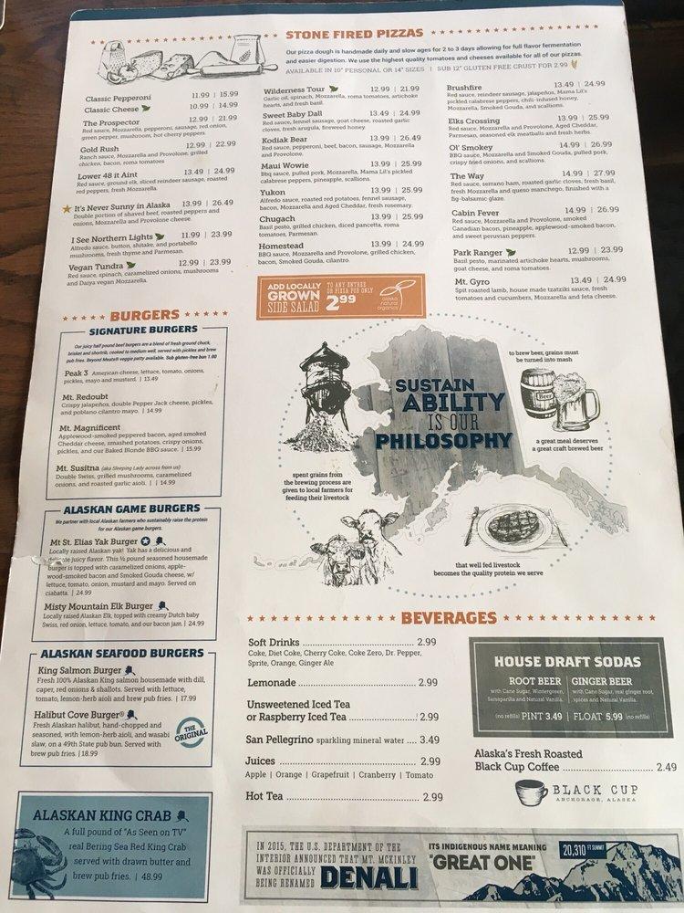 Menu at 49th State Brewing - Anchorage steakhouse, Anchorage