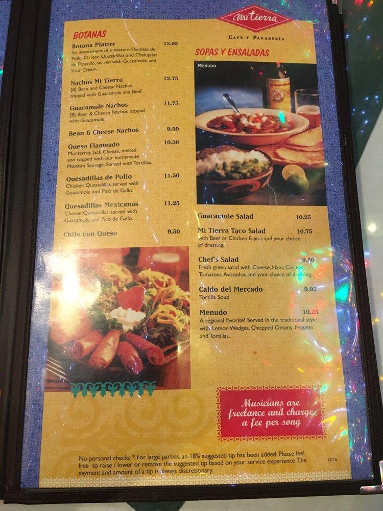 Menu at Mi Tierra Cafe y Panaderia, San Antonio