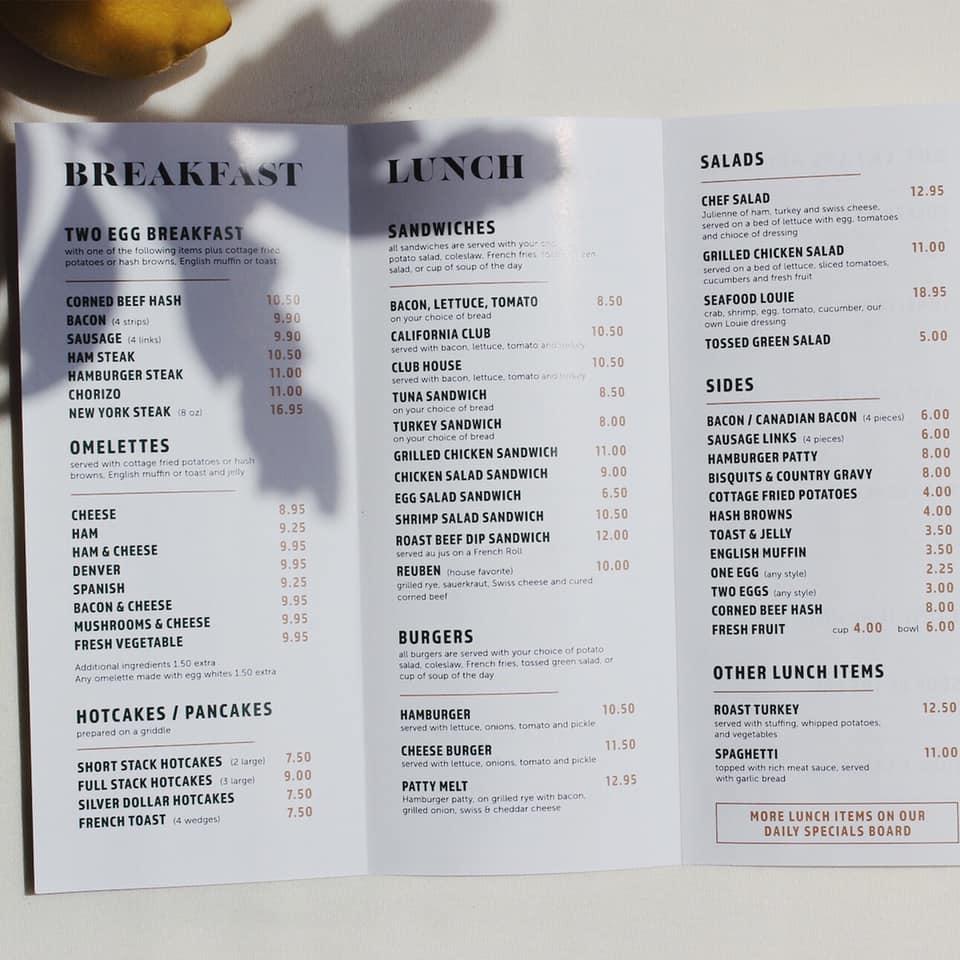 Menu at Sharp Park Restaurant, Pacifica, Francisco Blvd