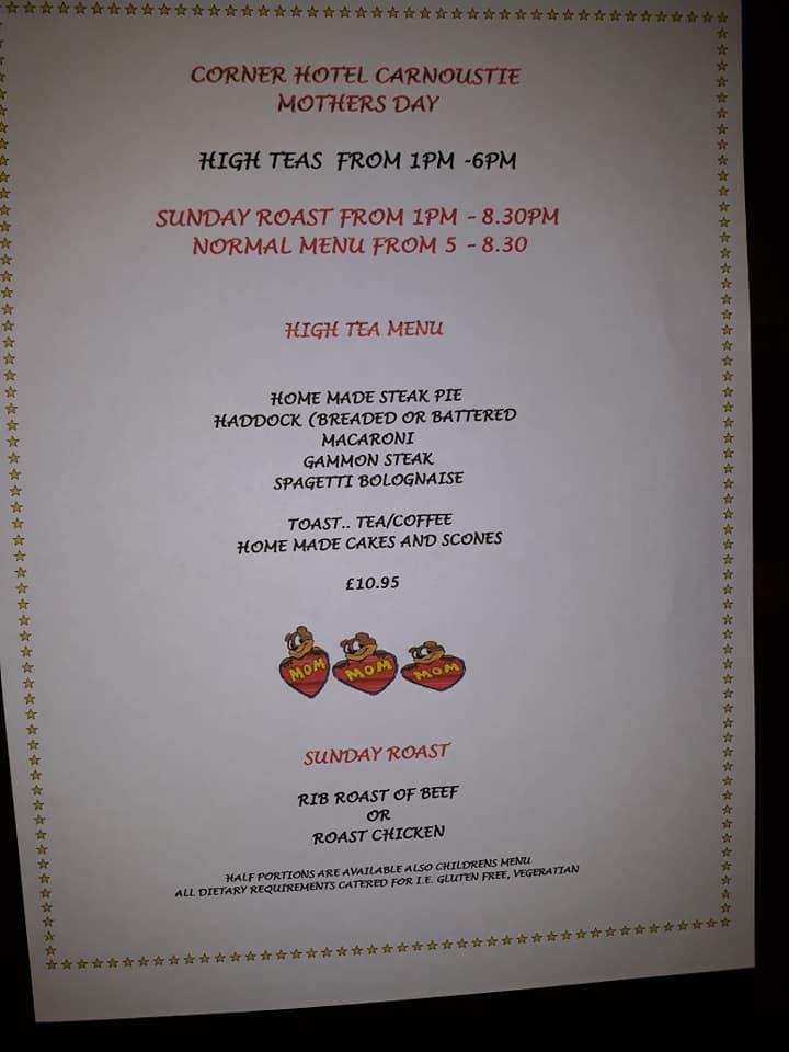 Menu at Corner Hotel Restaurant, Carnoustie