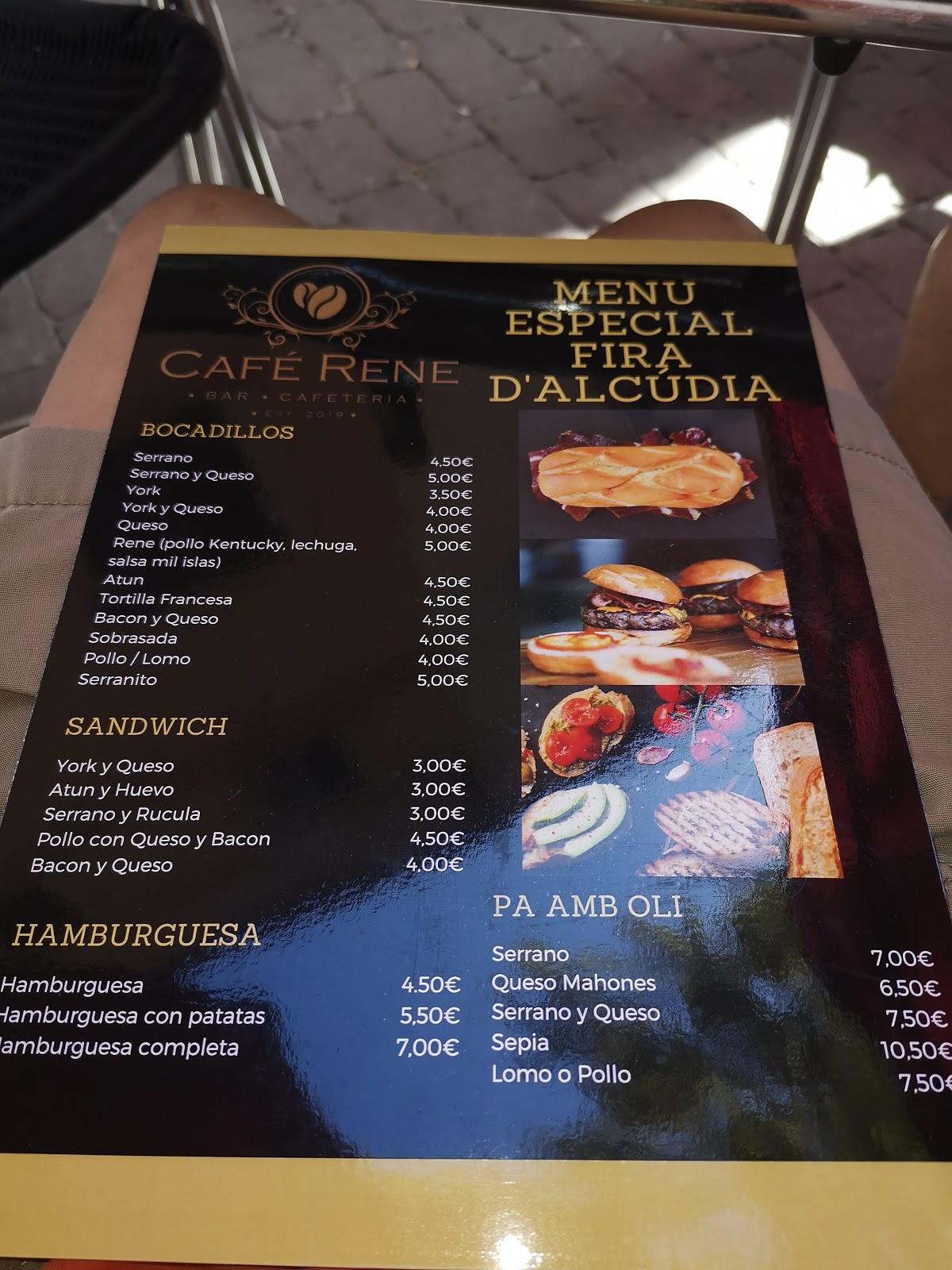 Menu at Café Rene, Alcúdia