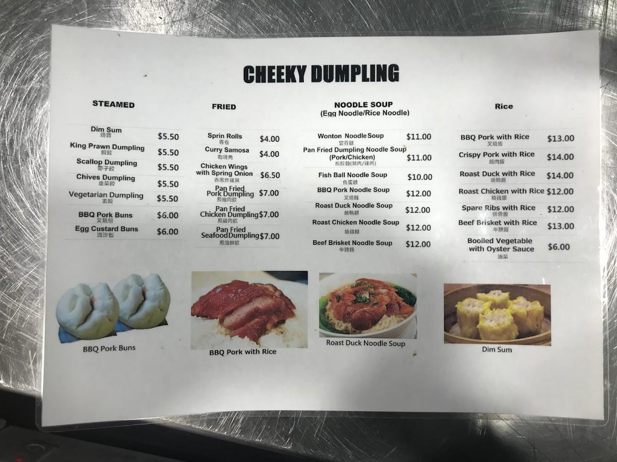 Menu at Cheeky Dumpling restaurant, Adelaide