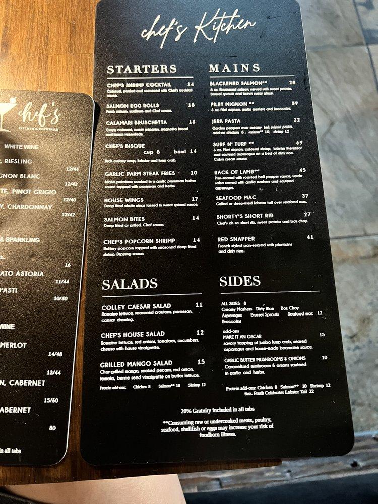 Menu at Chef's Kitchen and Cocktails pub & bar, Norfolk