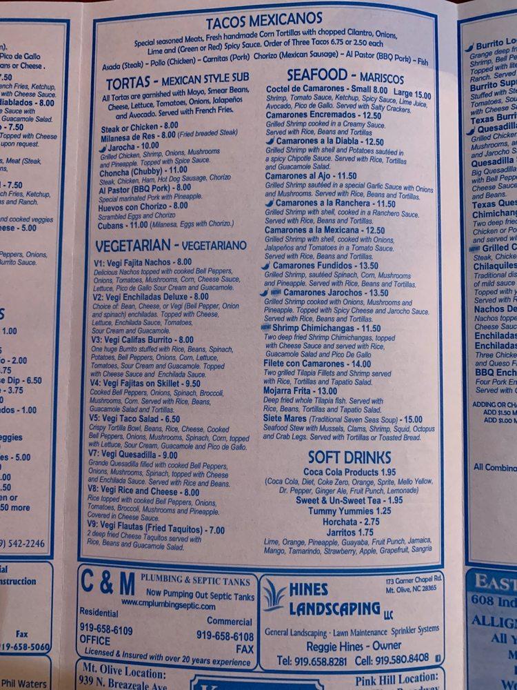 Menu at El Maya Bistro restaurant, Mount Olive