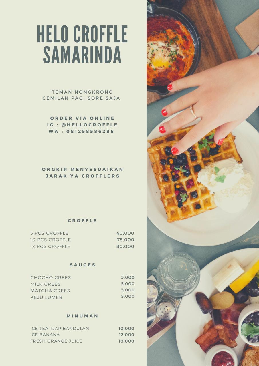 Menu at Hello Croffle and pastry, Samarinda