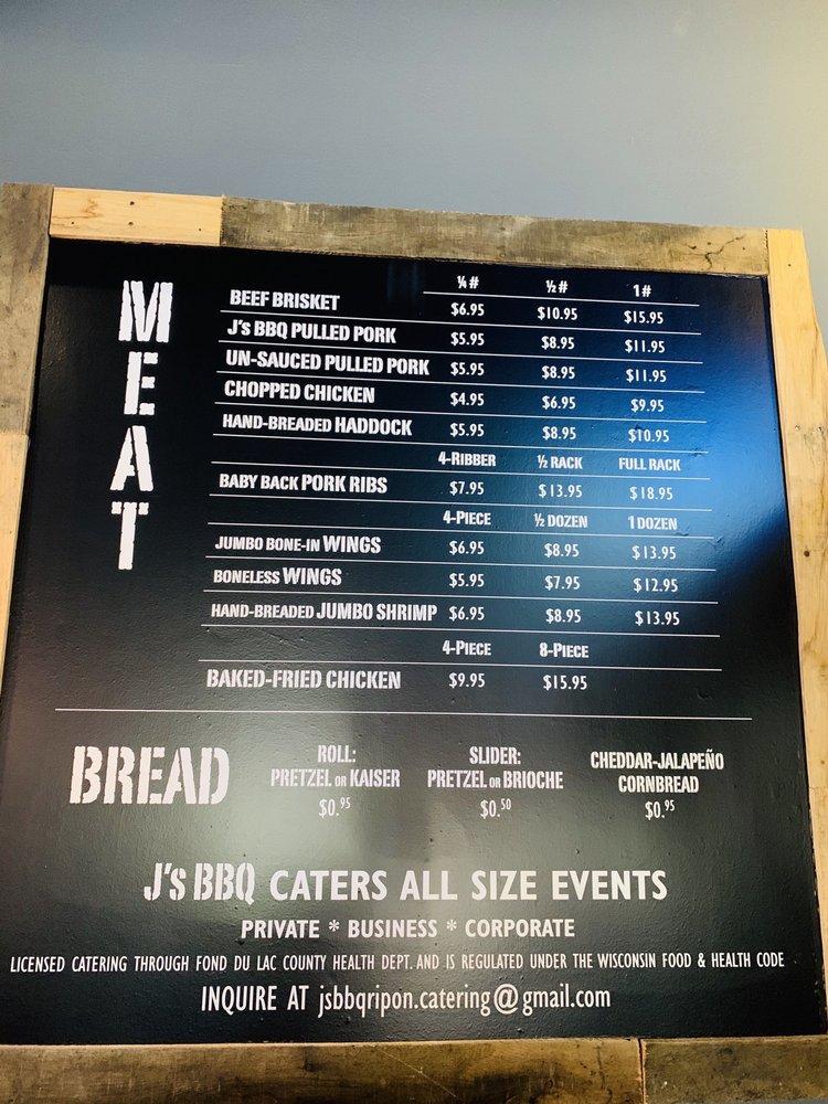 Menu at J's Bbq, Ripon, 333 Watson St