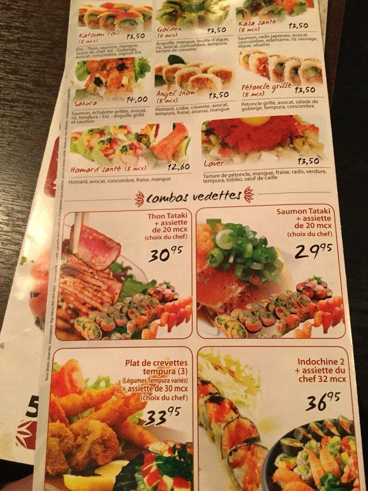 Menu at Kasa Sushi restaurant, Montréal