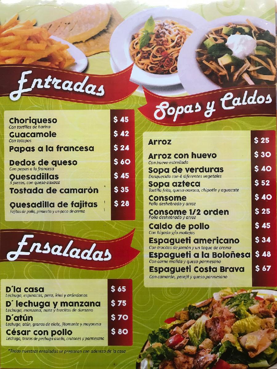 Carta de Restaurante La Casa de Adobe, Atlacomulco