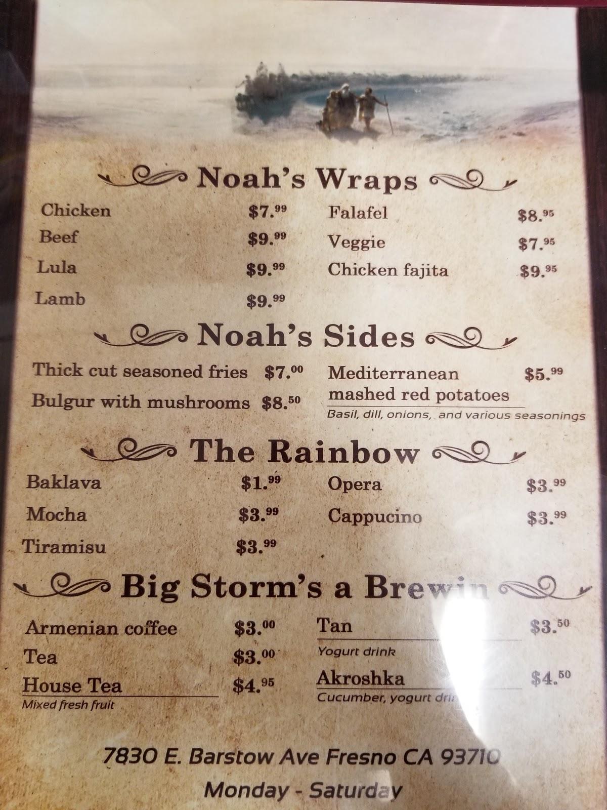 Menu at Noah's Ark Restaurant & Bakery, Fresno